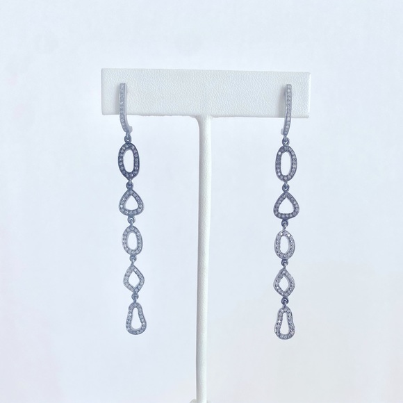 Jewelry | Pave Diamond Organic Shapes Link Post Earrings | Poshmark